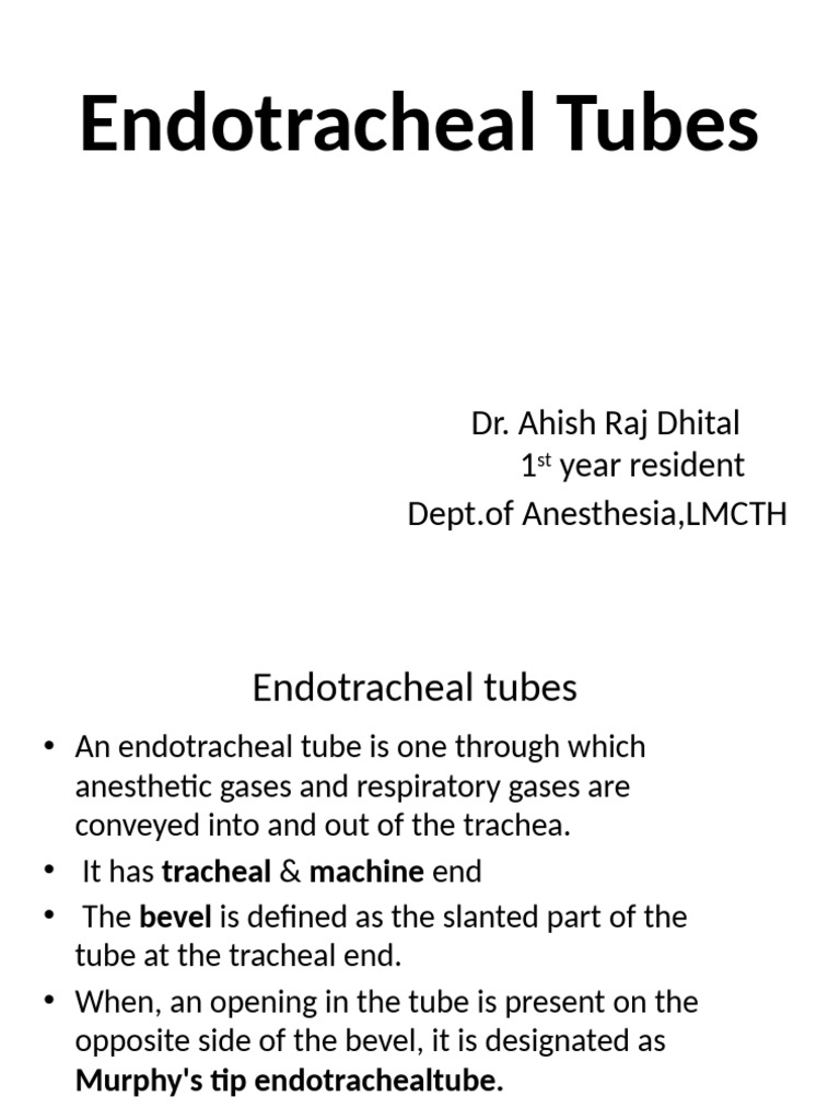 Endotracheal Tubes Final_1 | PDF