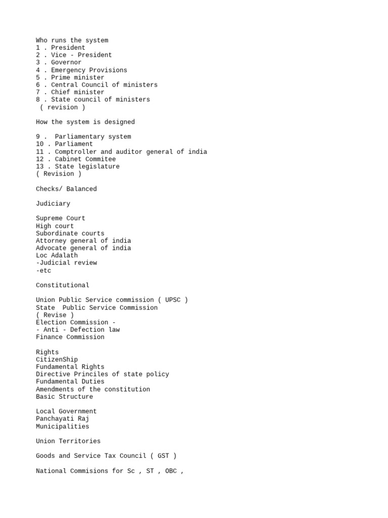 Indian Polity Chapter Wise Study | PDF