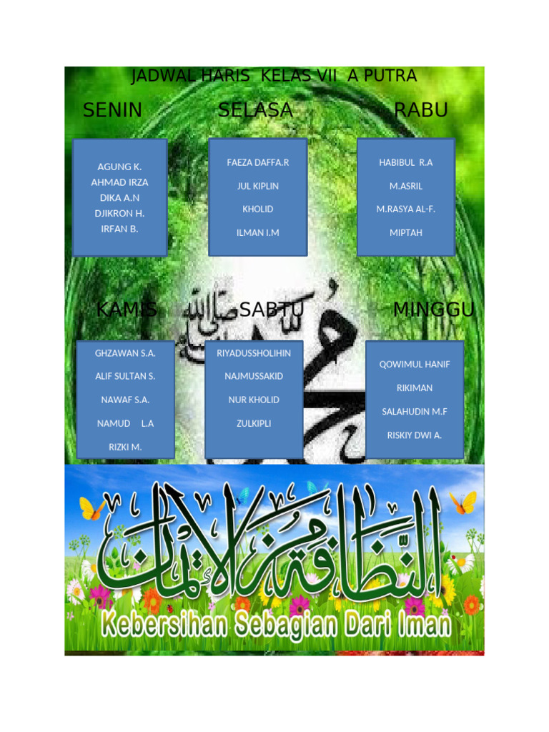 Jadwal Haris Kelas Vii A Putra | PDF