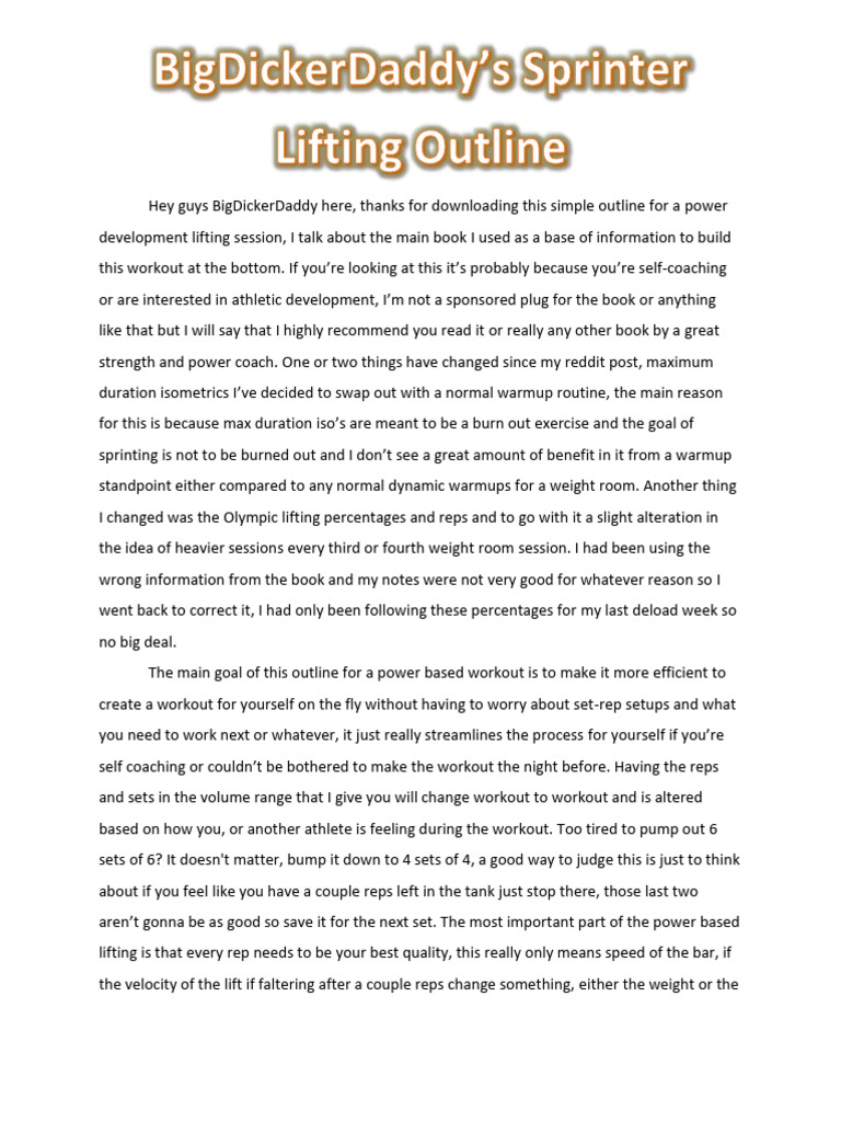 BigDickerDaddy's Sprinter Lifting Outline | PDF