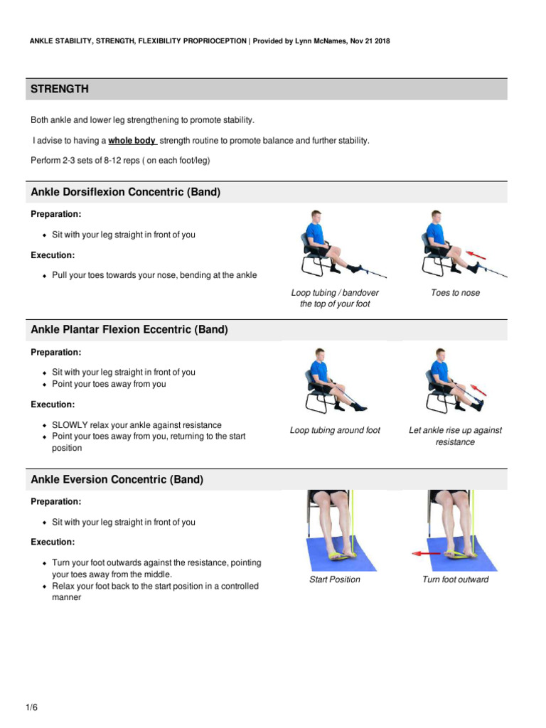 Exercises ANKLESTABILITYSTRENGTHFLEXIBILITY PROPRIOCEPTION 2018-11-21 | PDF