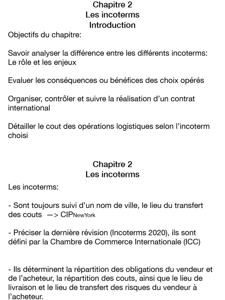 Chapitre 2 - Les Incoterms | PDF