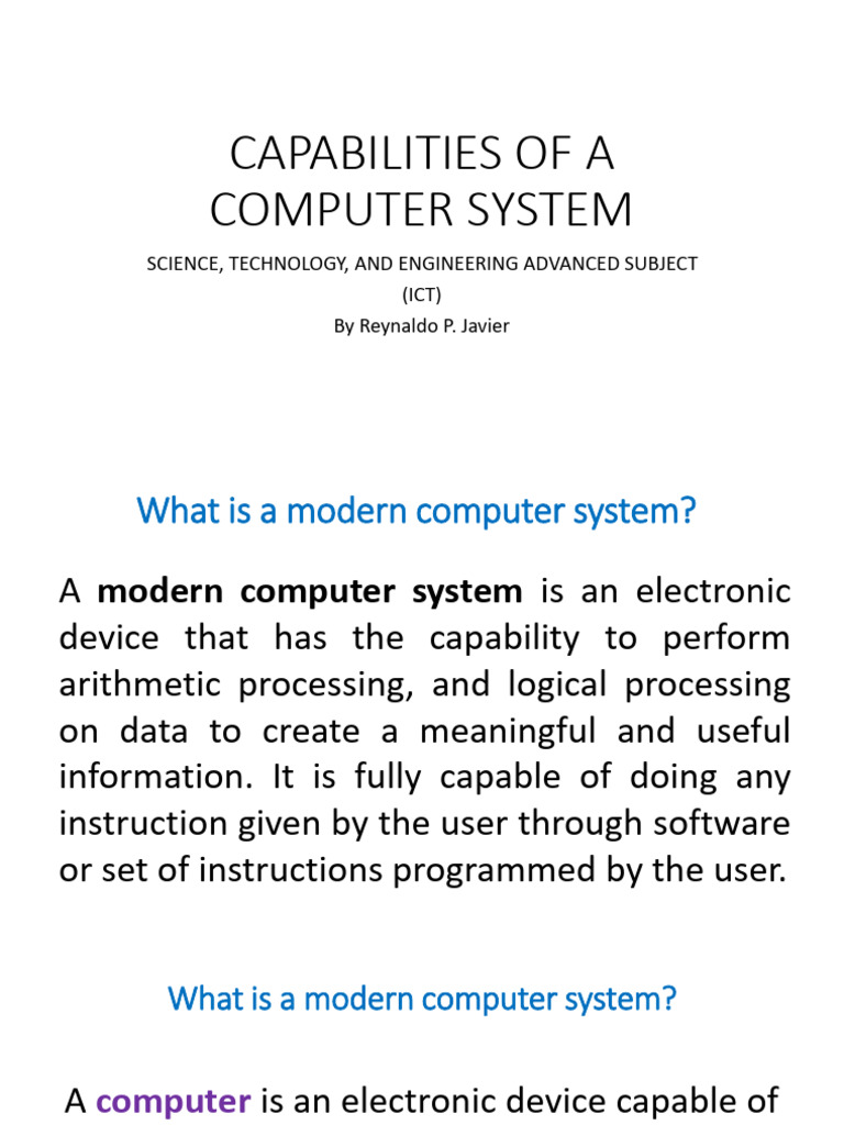 Capabilities of Computer System | PDF