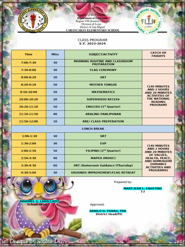 Class Program With Catch Up Fridays | PDF | Behavior Modification | Social Institutions