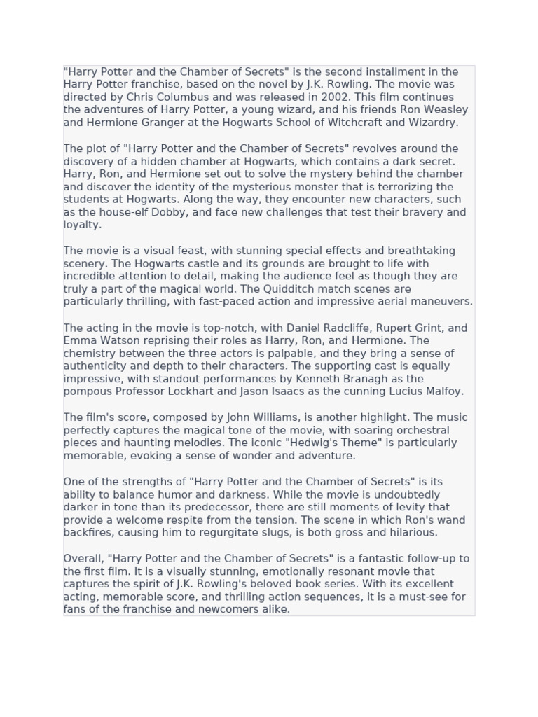 Harry Potter and The Chamber of Secrets | PDF