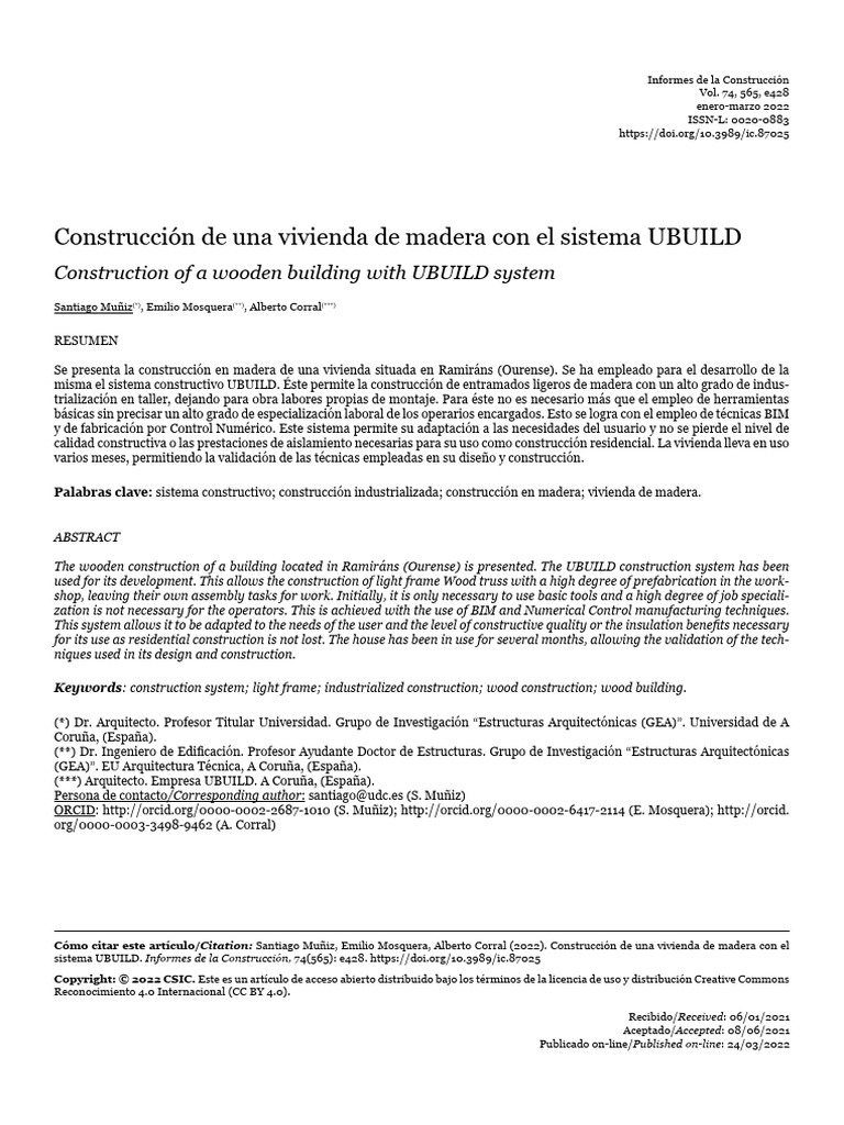 Sistema UBUILD. Madera. Vivienda | PDF