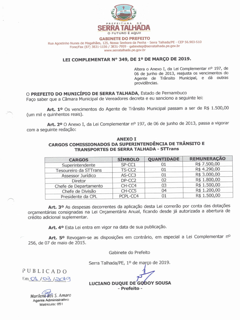 Lei Complementar #349.2019 | PDF