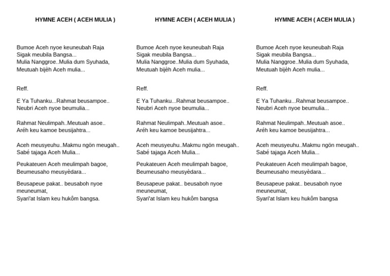 Hymne Aceh | PDF