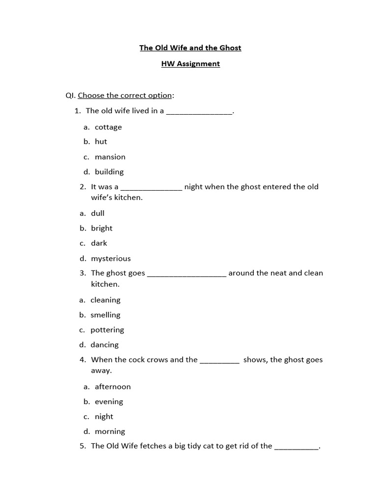 The Old Wife and The Ghost-HW Assignment | PDF