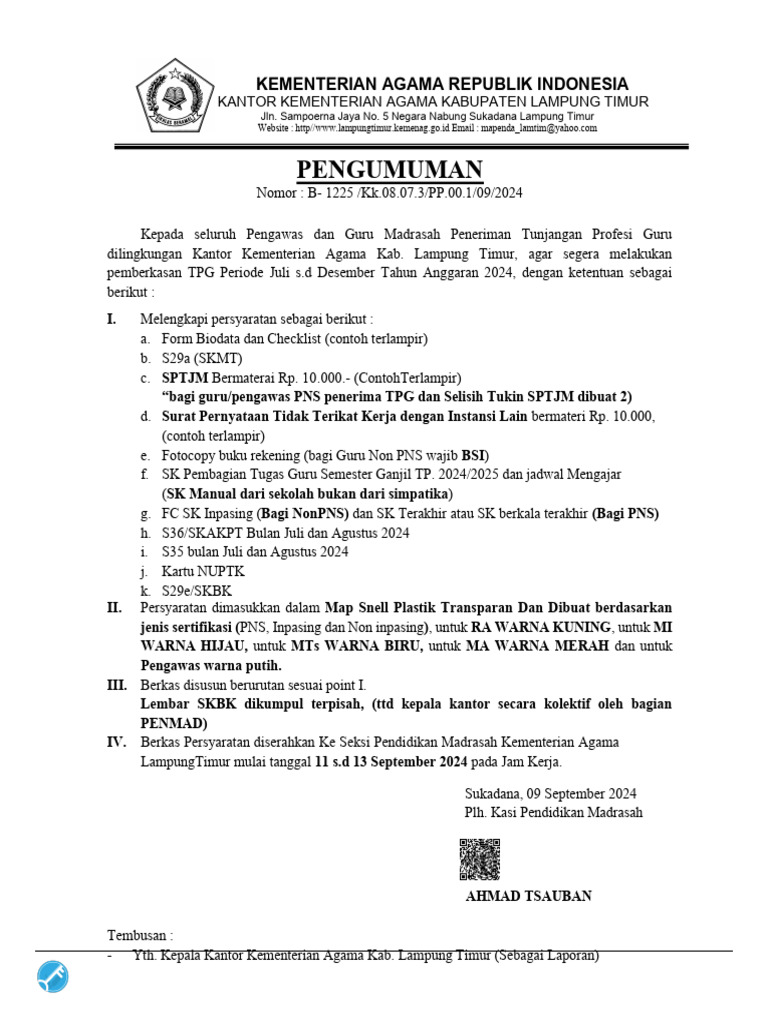 Pengumuman Pemberkasan | PDF