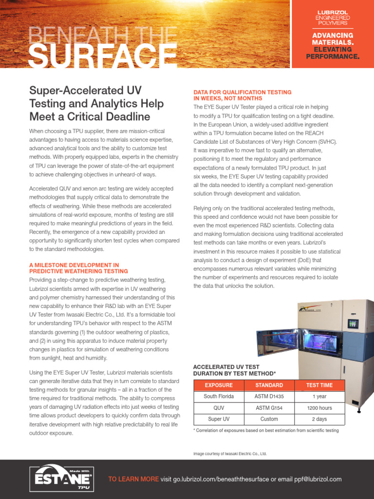 Super Accelerated UV Testing Analytics Help Meet A Critical Deadline | PDF