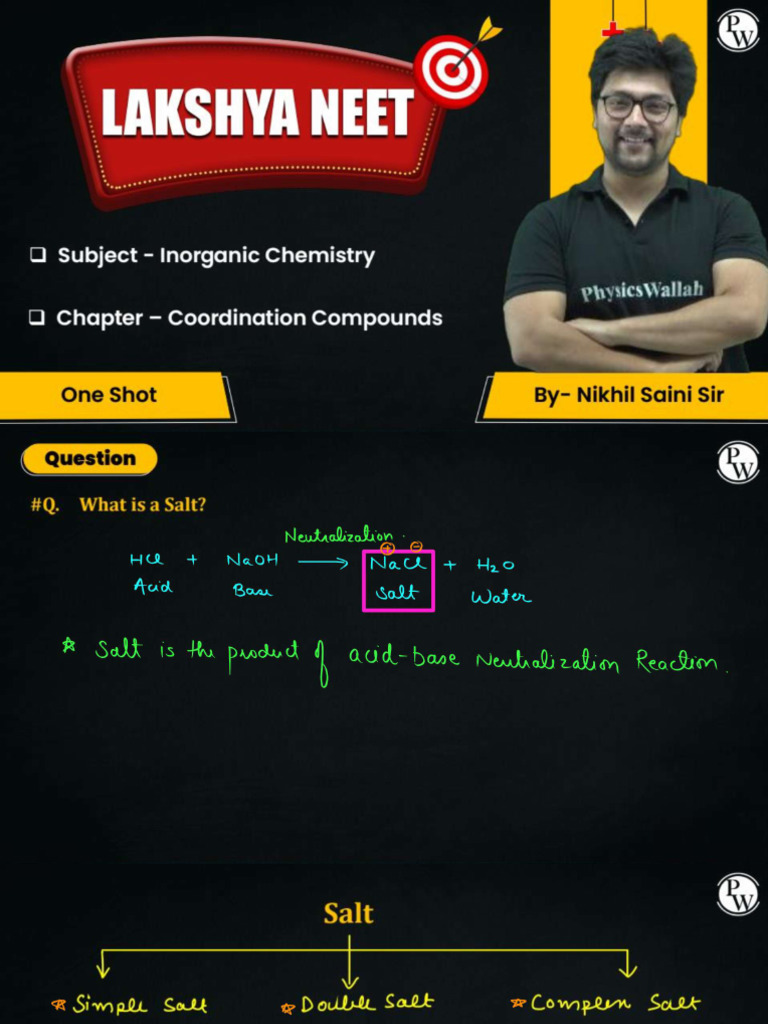 Coordination Compounds (One Shot) _ Class Notes __ Lakshya NEET YT | PDF Coordination Compounds (One Shot) _ Class Notes __ Lakshya NEET YT | PDF