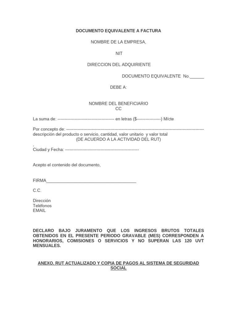 FORMATO DOCUMENTO EQUIVALENTE | PDF