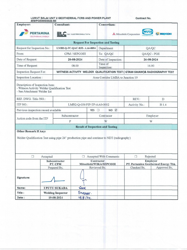 RFI WELDER QUALIFICATION | PDF