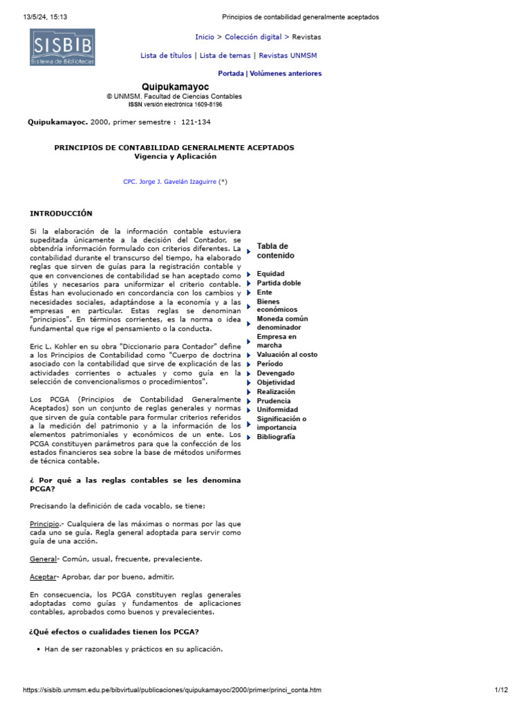 Principios de Contabilidad Generalmente Aceptados | PDF