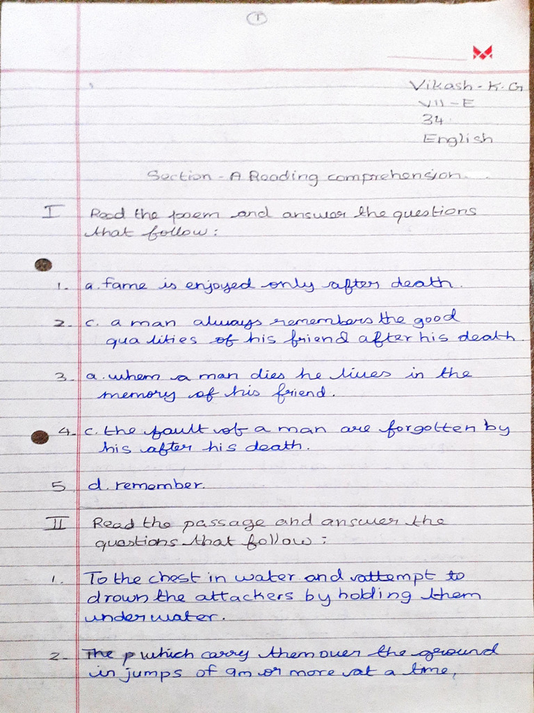 Pre Final Exam English Answer Sheet | PDF