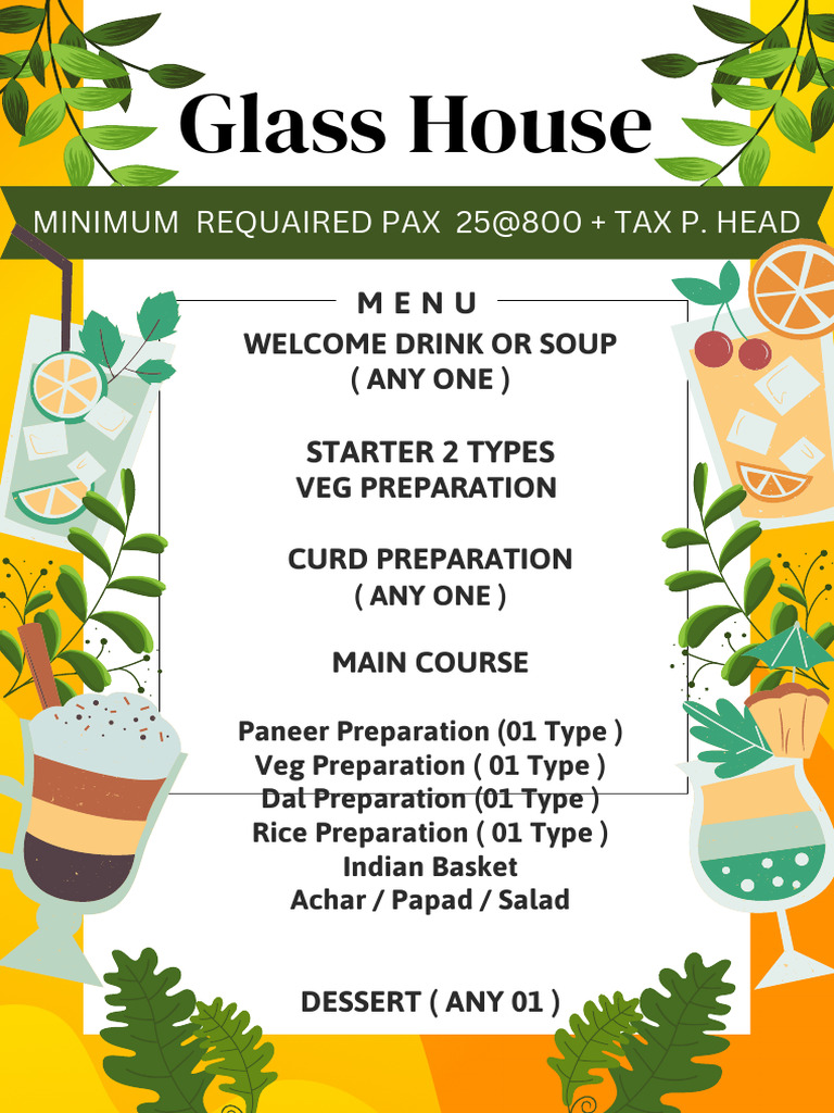 Glass House Menu | PDF