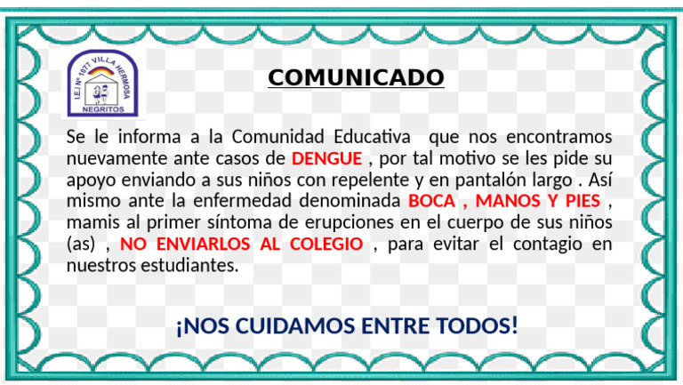 Comunicado Dengue | PDF | Ciencias sociales | Bienestar