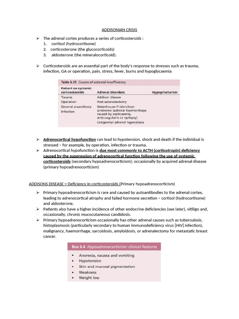 Asthma and Addisonian Crisis | PDF