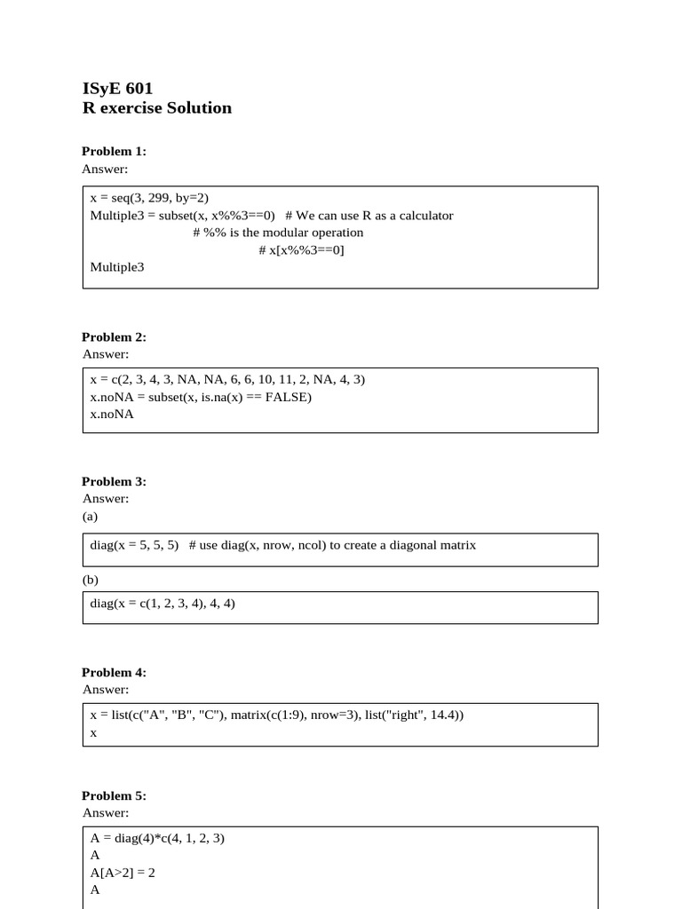 R Exercise-Solution | PDF