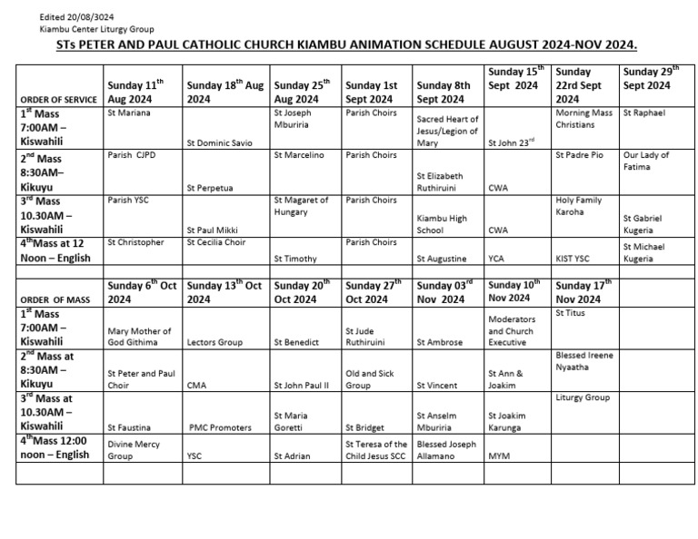 Animation Schedule August November 2024 - 060835 | PDF