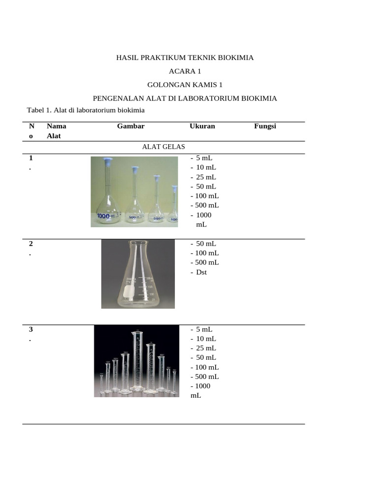 Borang Pengenalan Alat Laboratorium Biokimia - 2024 | PDF