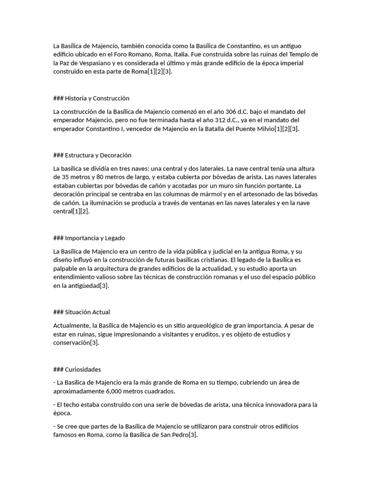 Basílica de Majencio: Historia y Legado | PDF | Ciencias sociales ...