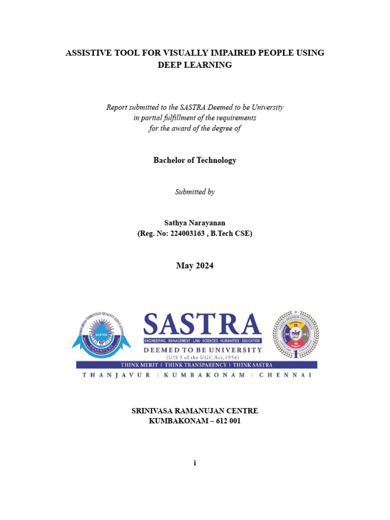 Assistive Tool for Visually Impaired People using Deep Learning | PDF