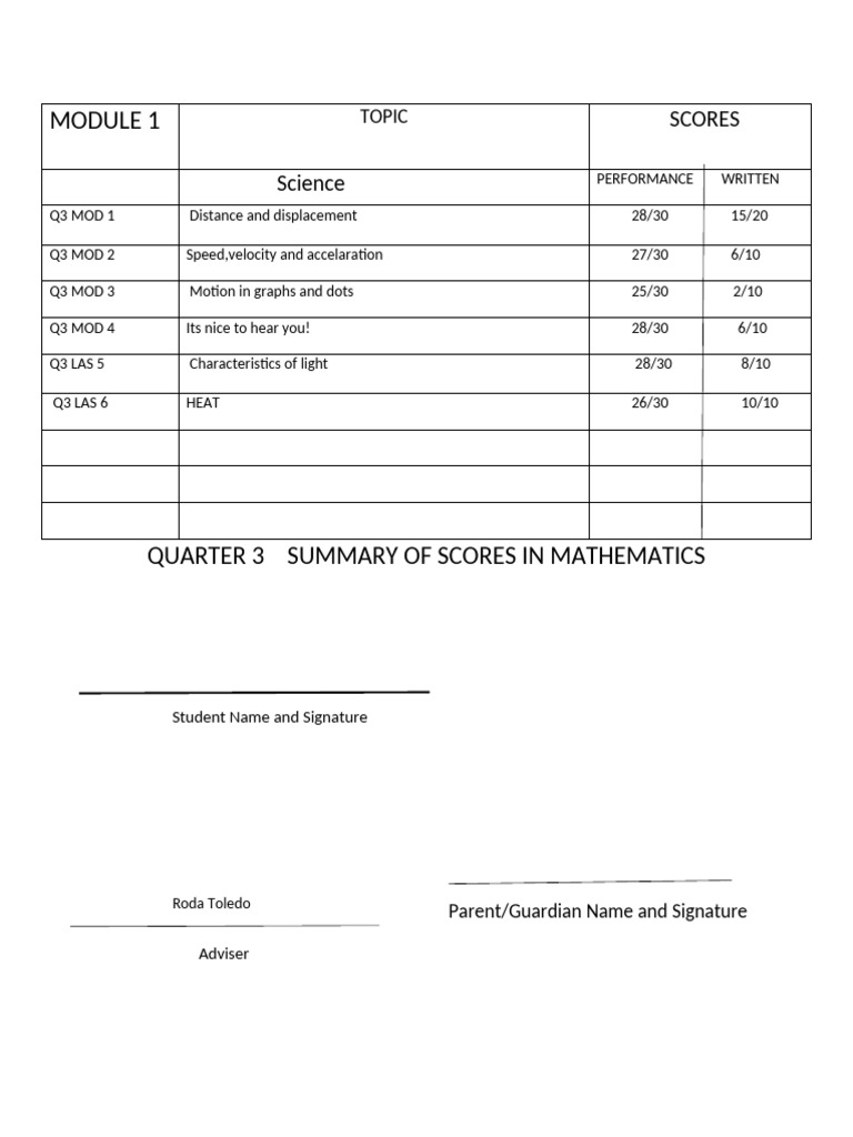 Table of Contents Science 3 | PDF