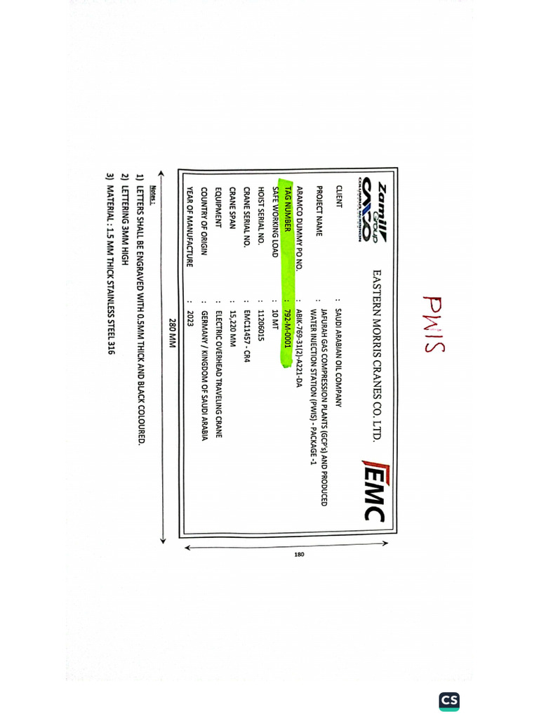 EOT TAG (Electric Overhead Crane) | PDF