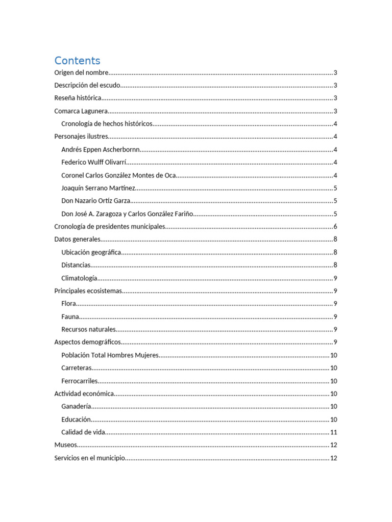Tabla de Contenidos | PDF