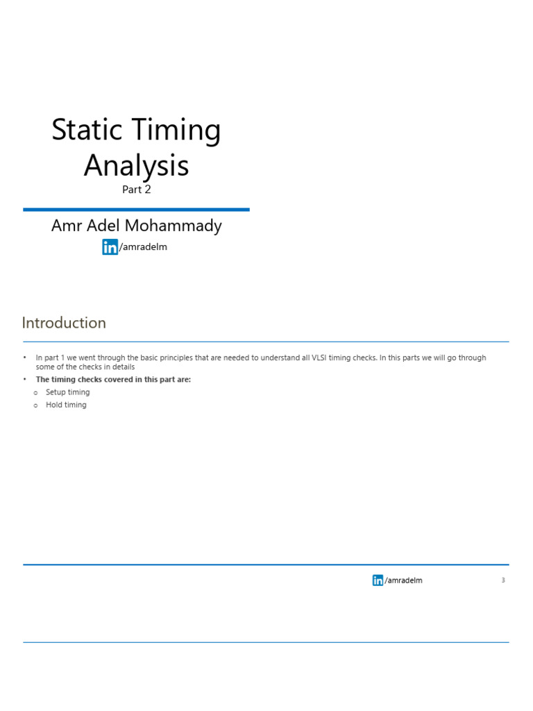 VLSI Static Timing Analysis Part 2 | PDF