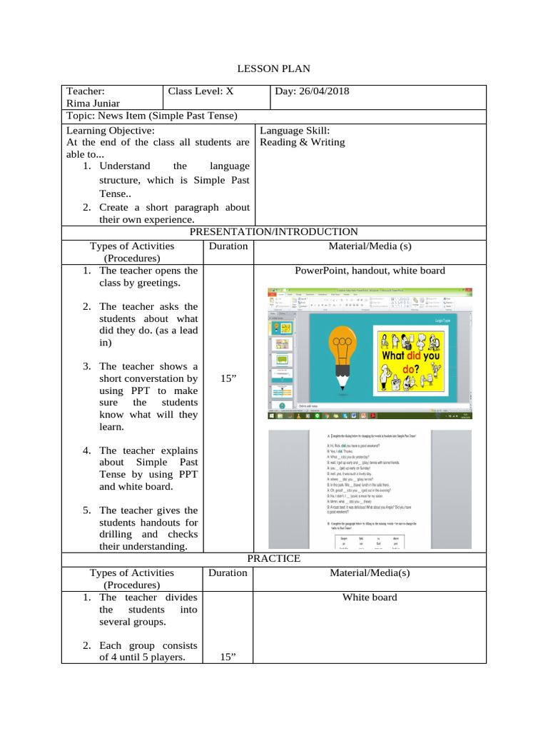 LESSON PLAN Cycle 2 | PDF