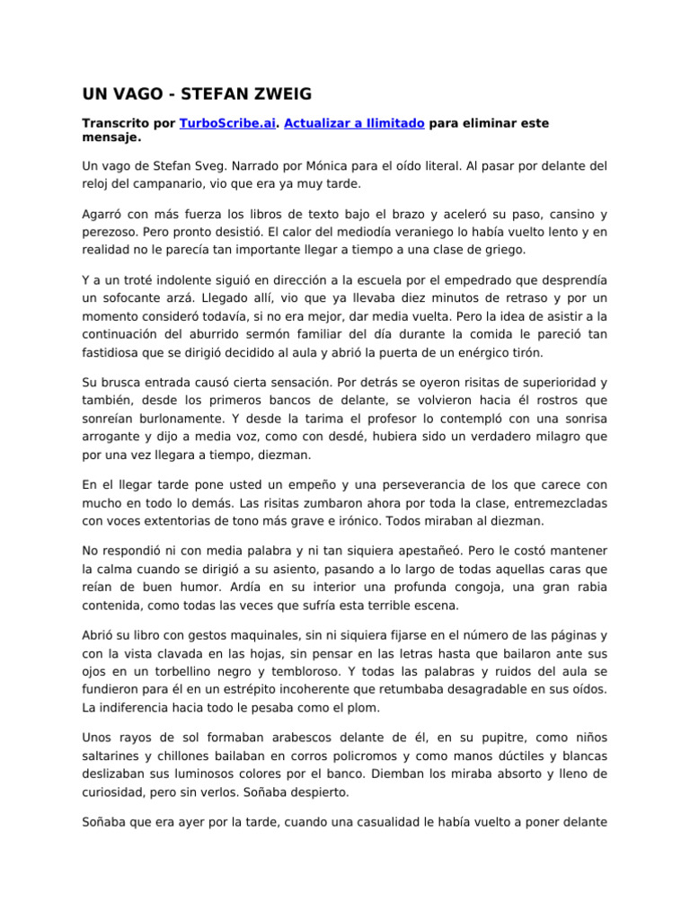 UN VAGO - STEFAN ZWEIG | PDF
