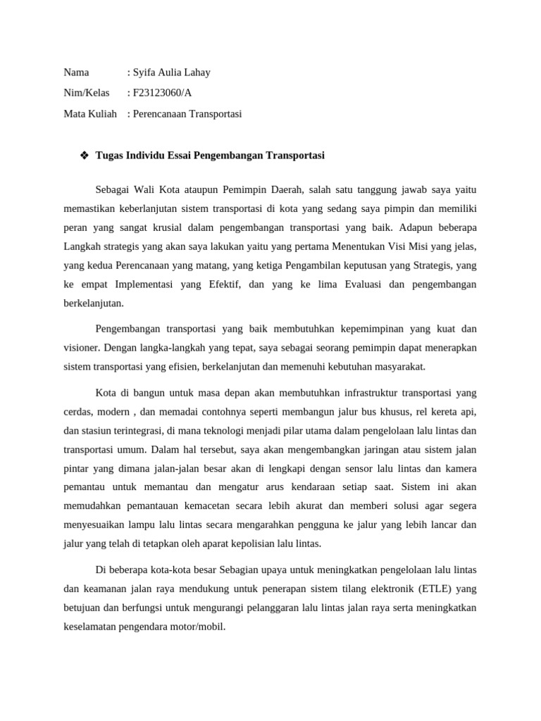Transportasi essai | PDF