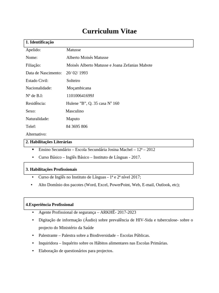 CV Alberto Matusse | PDF