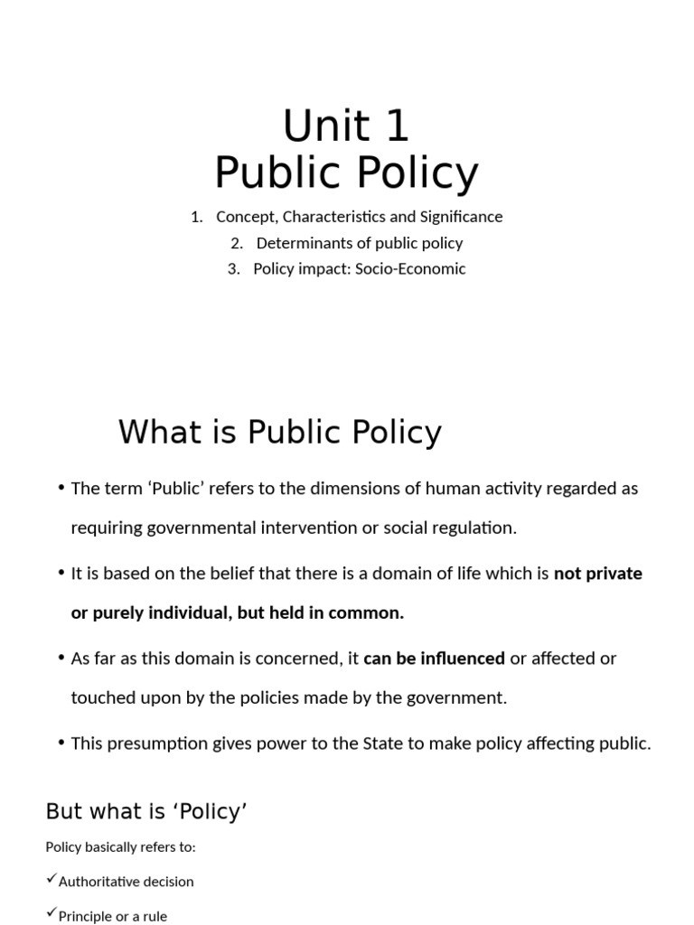 Unit 1 Public Policy | PDF