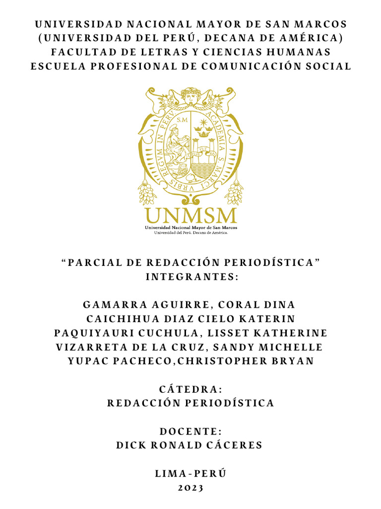 Notas Informativas - PARCIAL de Redacción Periodística (Sem 08) | PDF