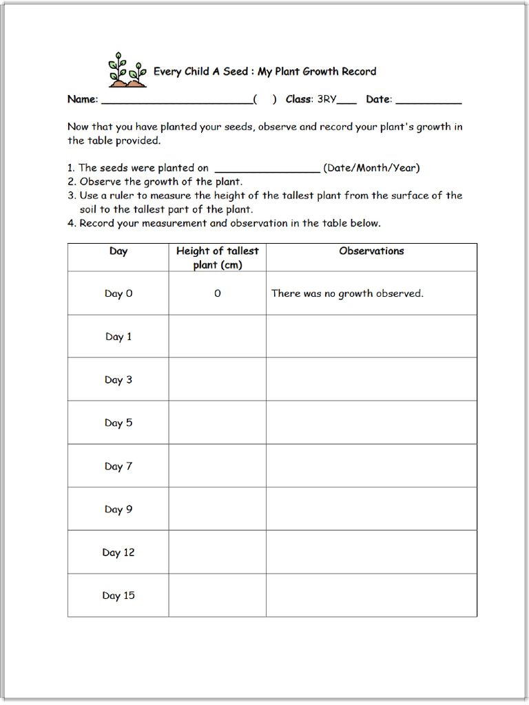 Microsoft Word - Every Child A Seed - Plant Record - Docx - Every ...