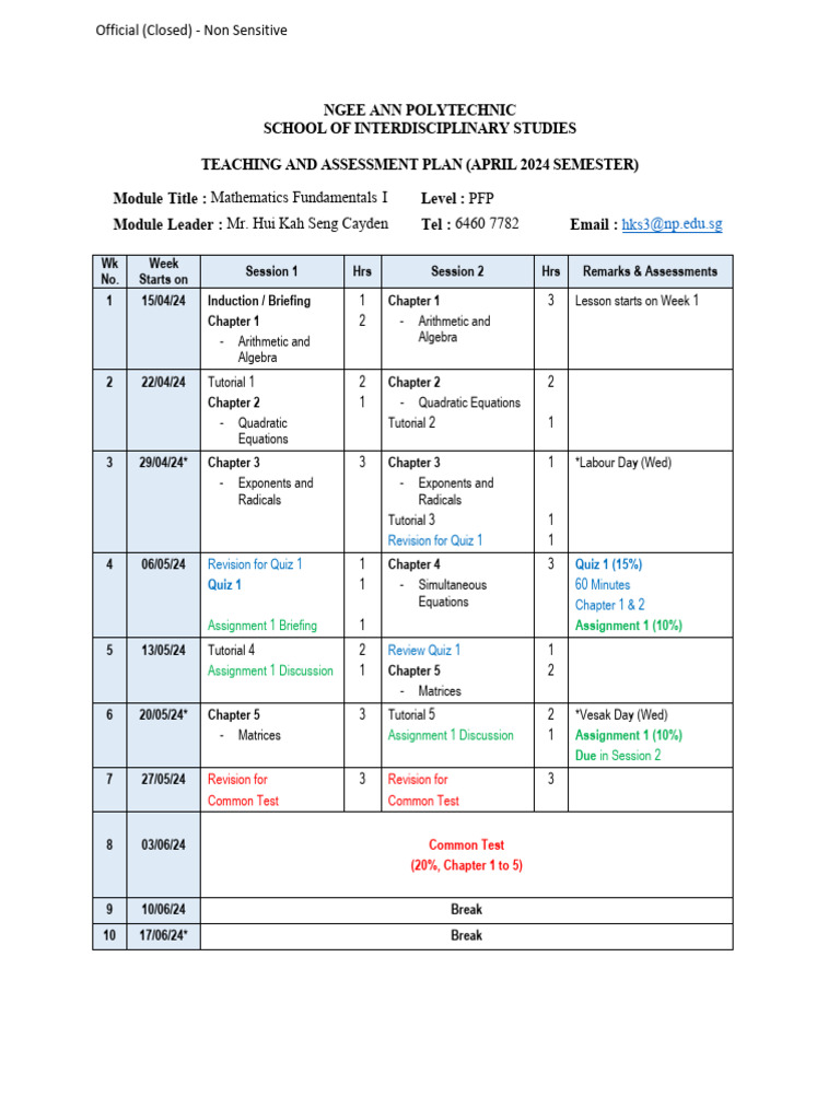 MF1 Teaching Plan 2024.april | PDF