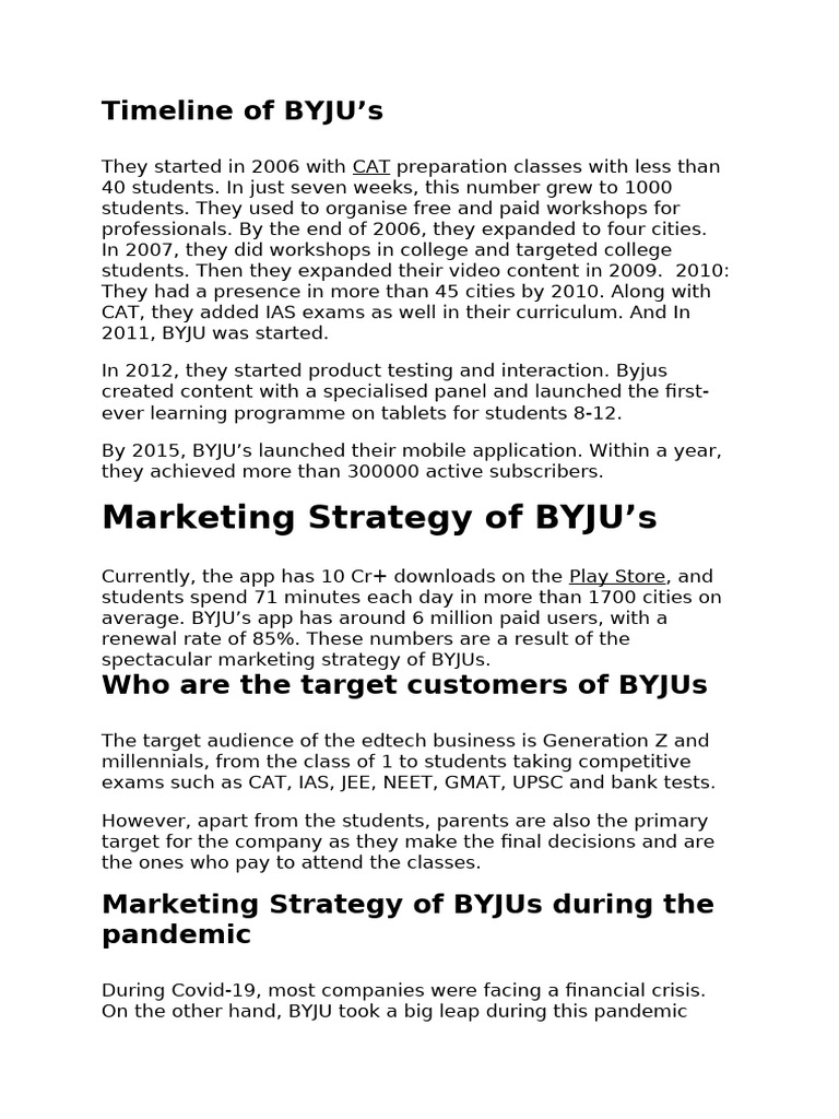 Timeline of BYJUS - Nidhin | PDF