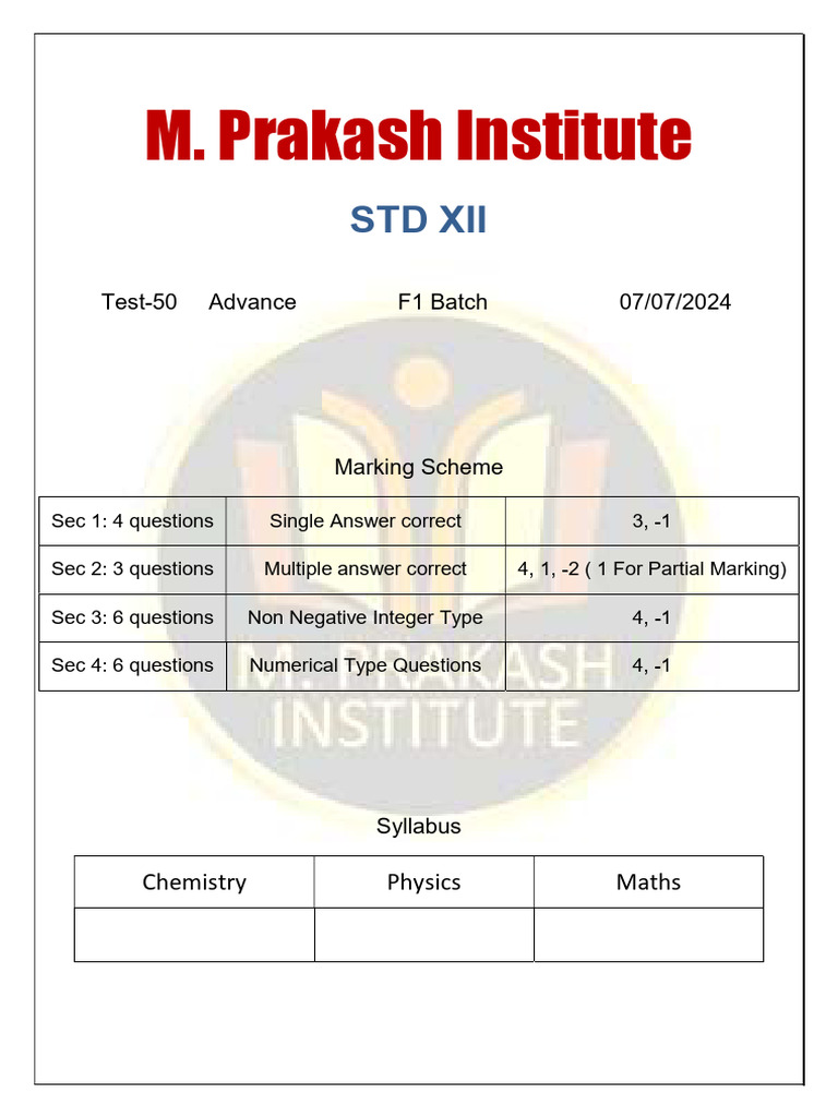 Test-50 Adv F1 QP | PDF