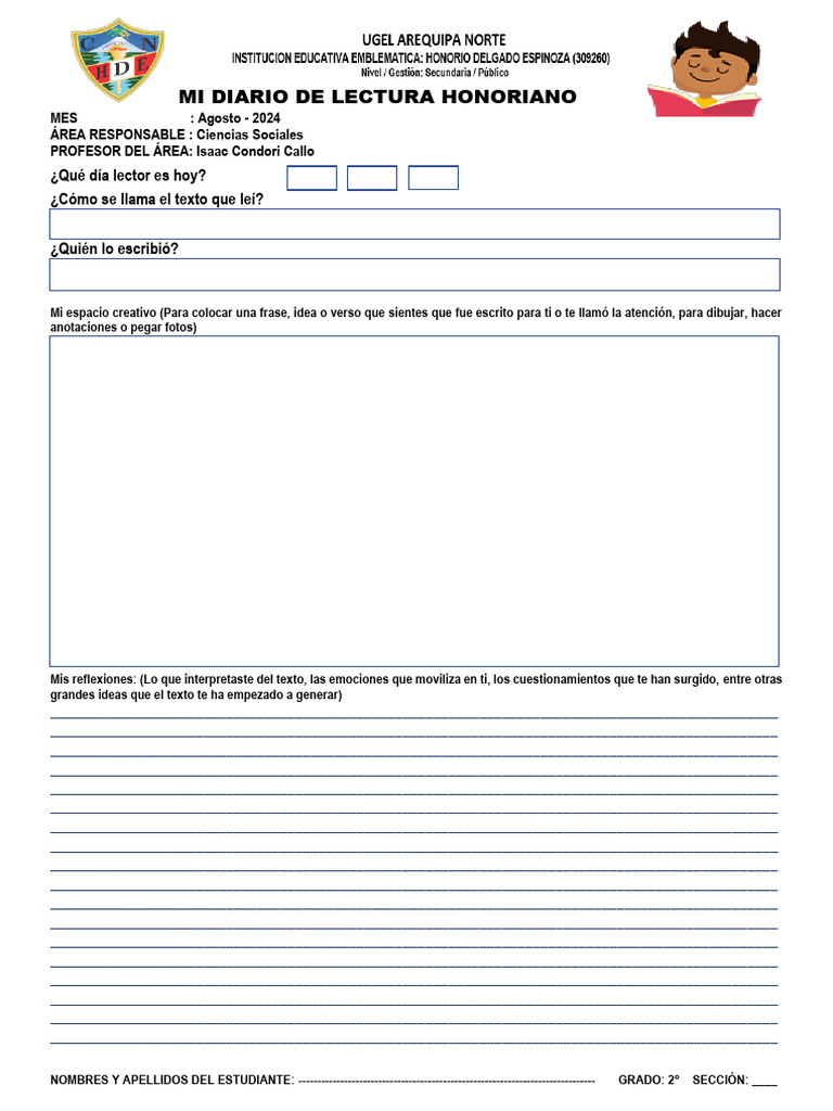 Ficha Evidencia Plan Lector - CS-SC - 2024 | PDF