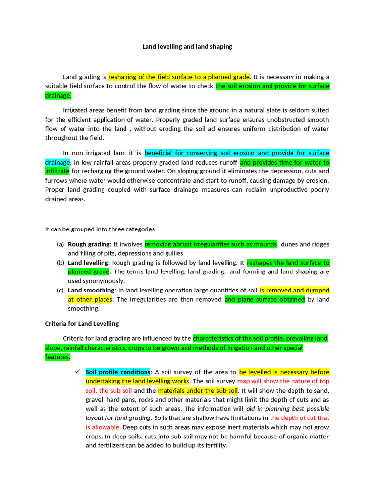 Land Grading and Field Layout | PDF