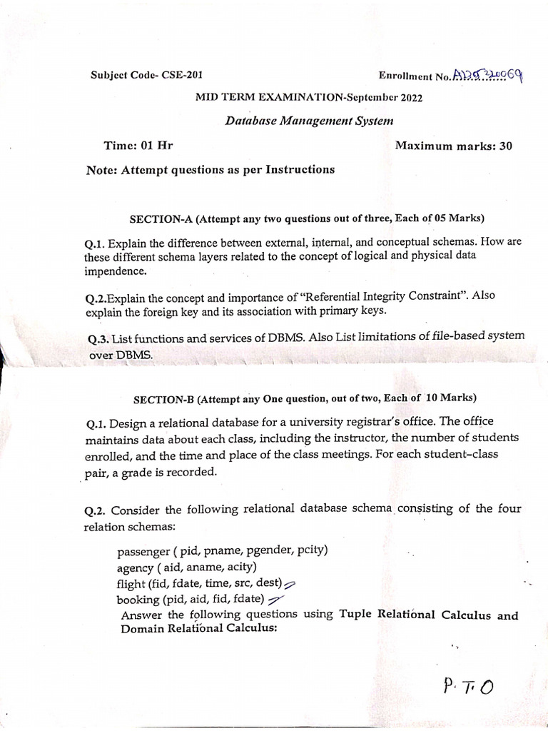 Dbms Minor 2022 | PDF