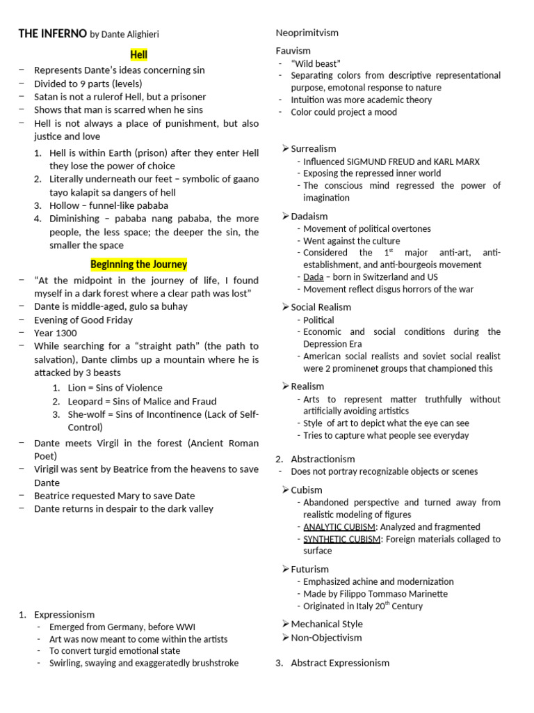 English Inferno Notes | PDF