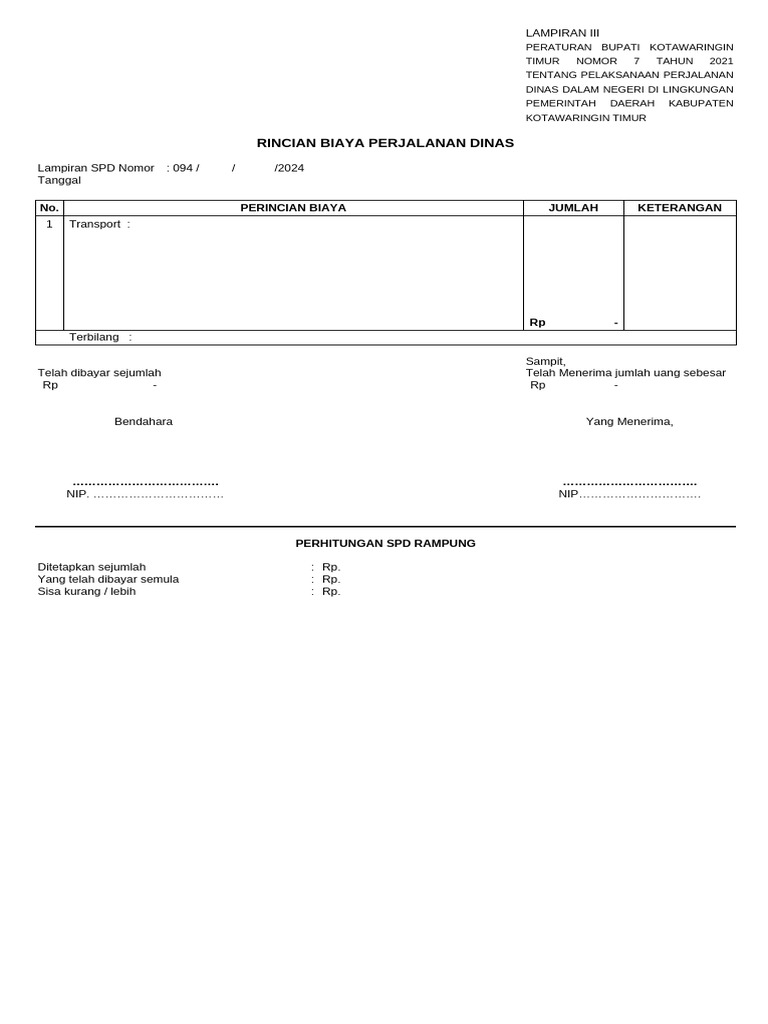 CONTOH SPD Dalam Kota S.D 8 Jam (Utk Sekolah) | PDF
