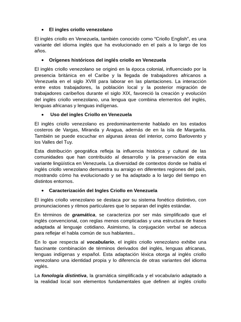 Defensa Ingles Criollo | PDF