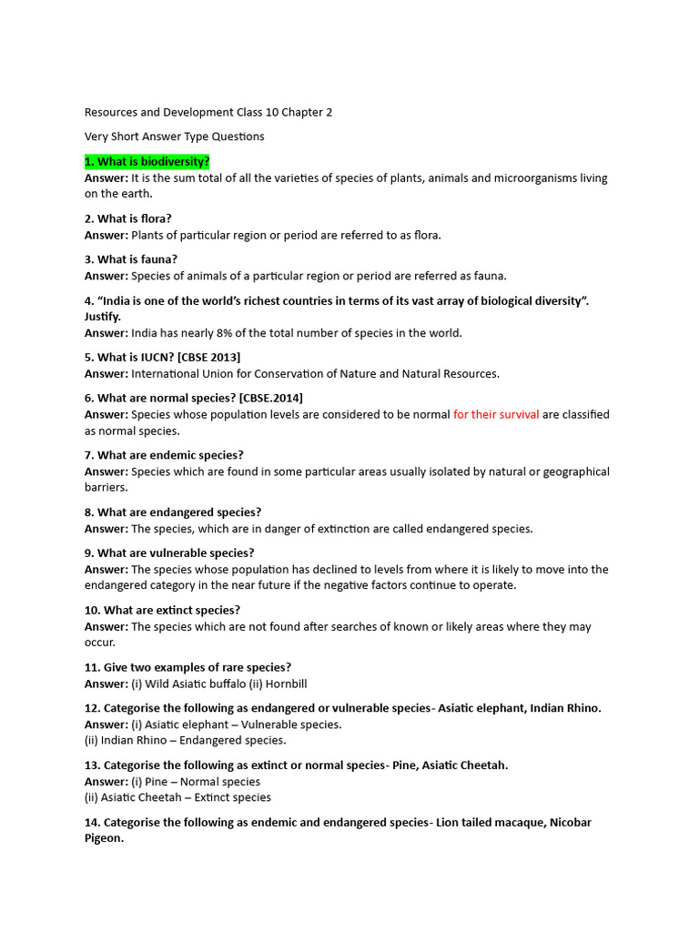 Forest and Wildlife Resources Class 10 Geography | PDF