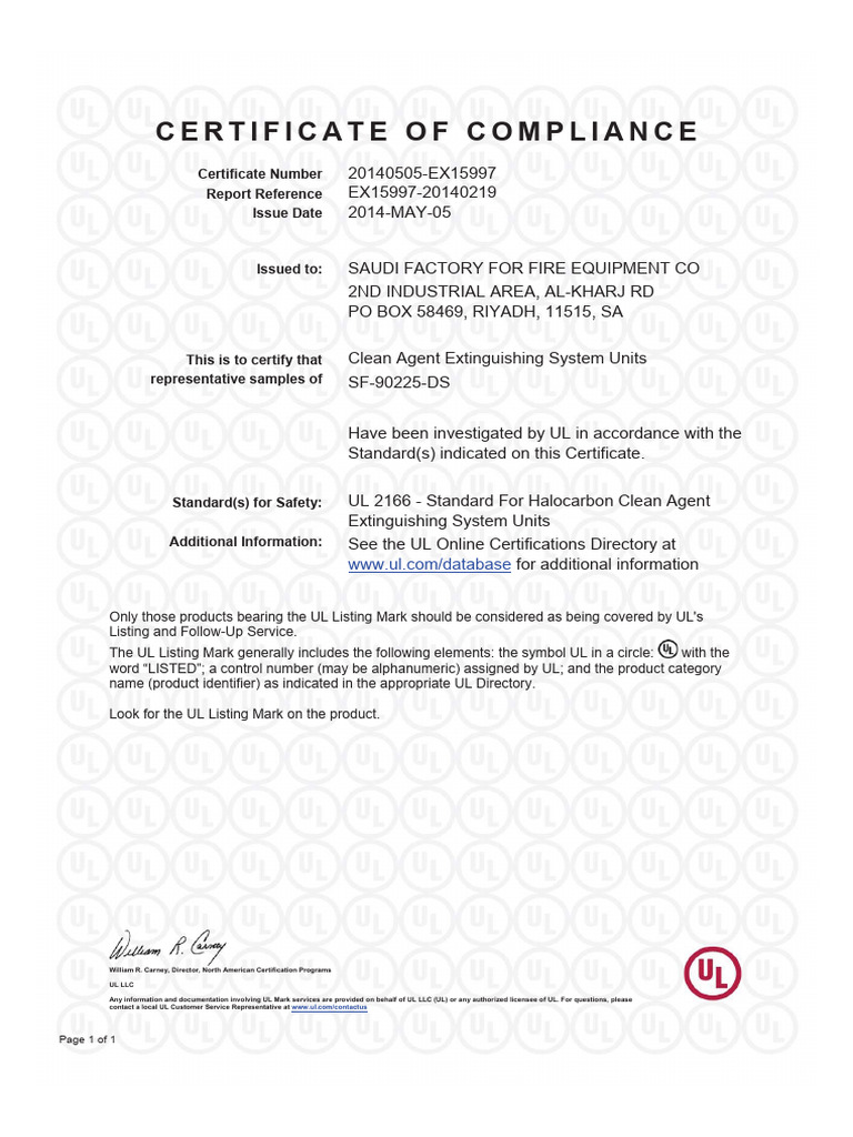 Certificate of Compliance: Certificate Number Report Reference Issue ...